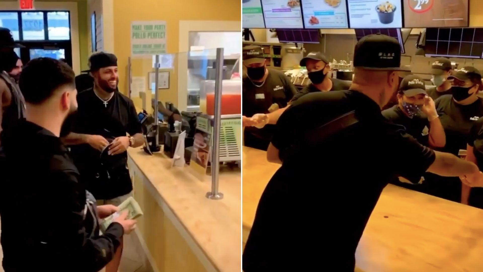 Nicky Jam entró a un restaurante para regalar fajos de billetes